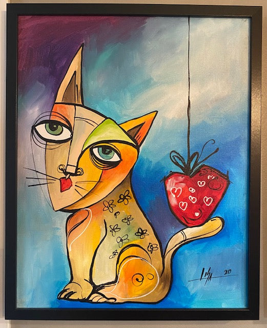 Original Acrylic Framed Cubist Painting – Art with a Happy Heart
